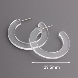 Clear Acrylic Hoop Findings, 1 Pair, Small Clear Lucite Hoop Earrings ...