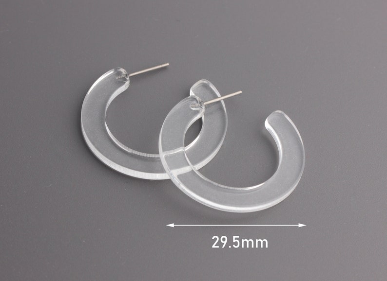 Clear Acrylic Hoop Findings, 1 Pair, Small Clear Lucite Hoop Earrings ...