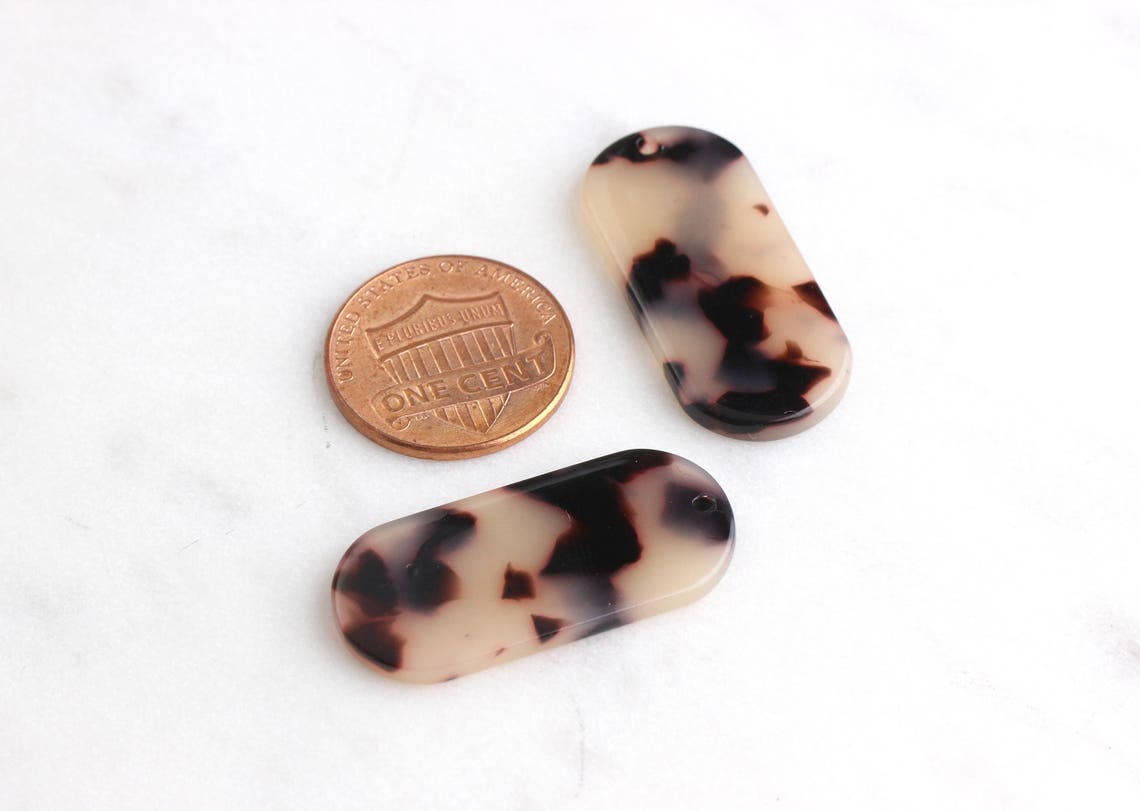 4 White Tortoise Shell Rectangle Pendant 30mm Dog Tag Bead - Etsy