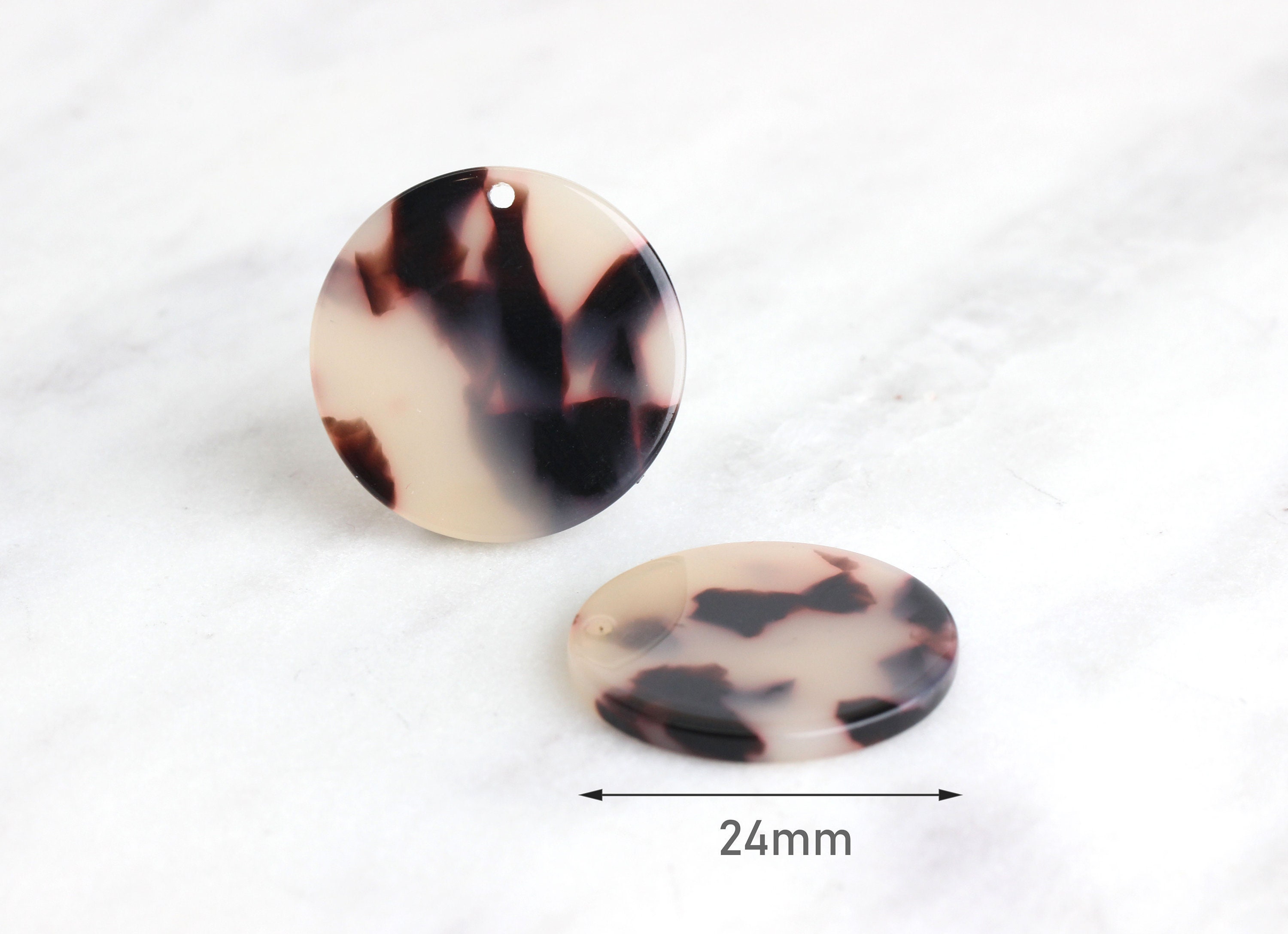 4 Flat Round Charms Circles 24mm, Ash Blonde Tortoise Shell Supply ...