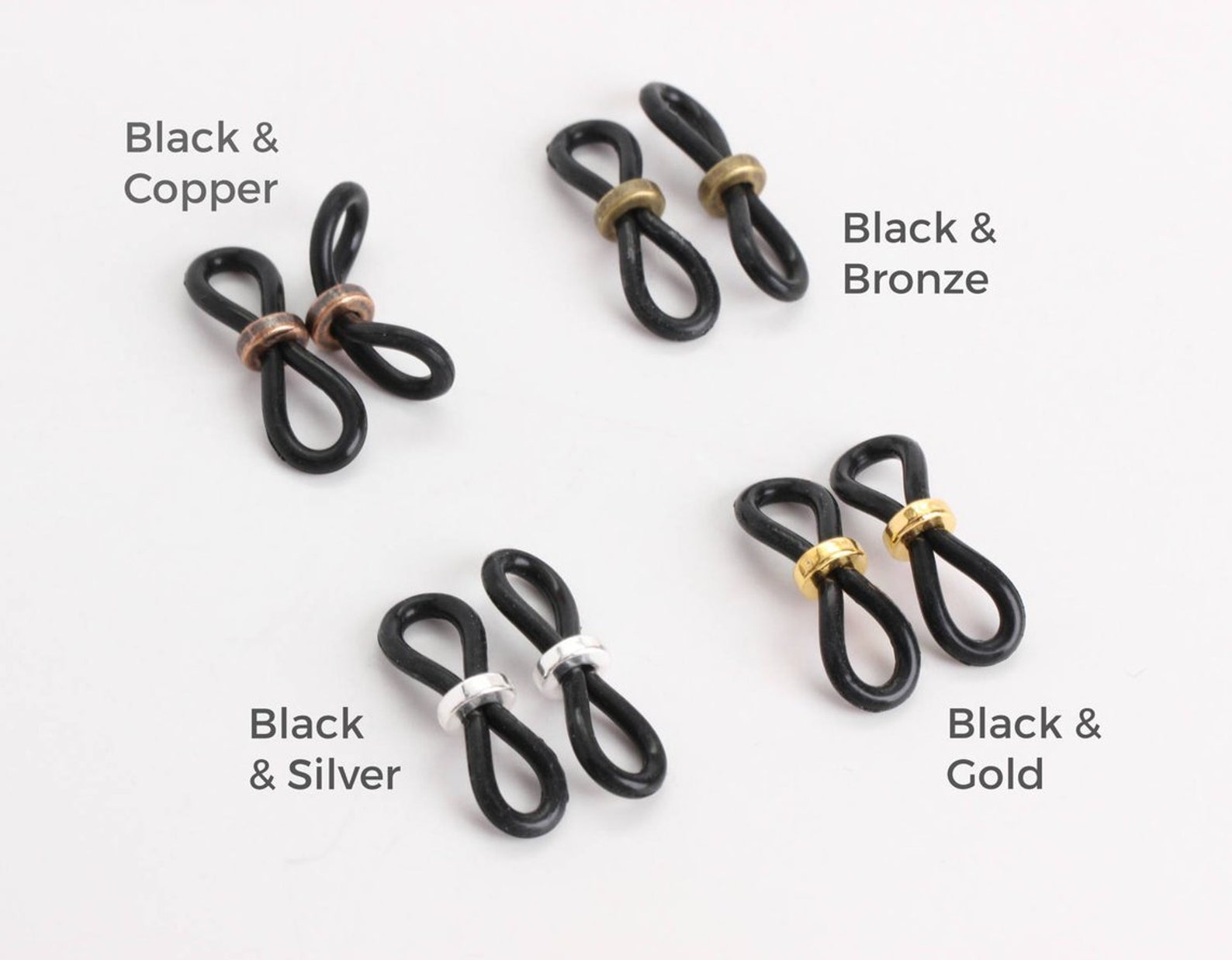 Premium Eyeglass Loops - 1 Pair, Findings Eyeglass Grips, Rubber ...