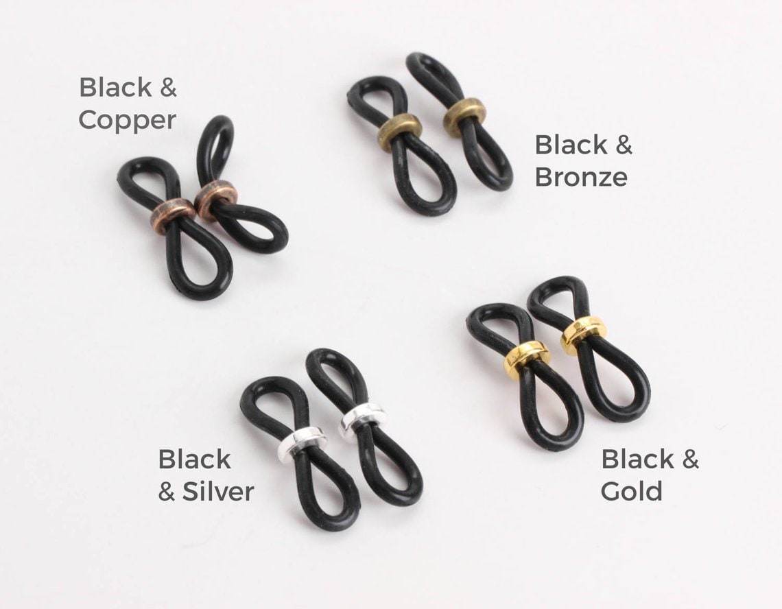 Premium Eyeglass Loops - 1 Pair, Findings Eyeglass Grips, Rubber ...