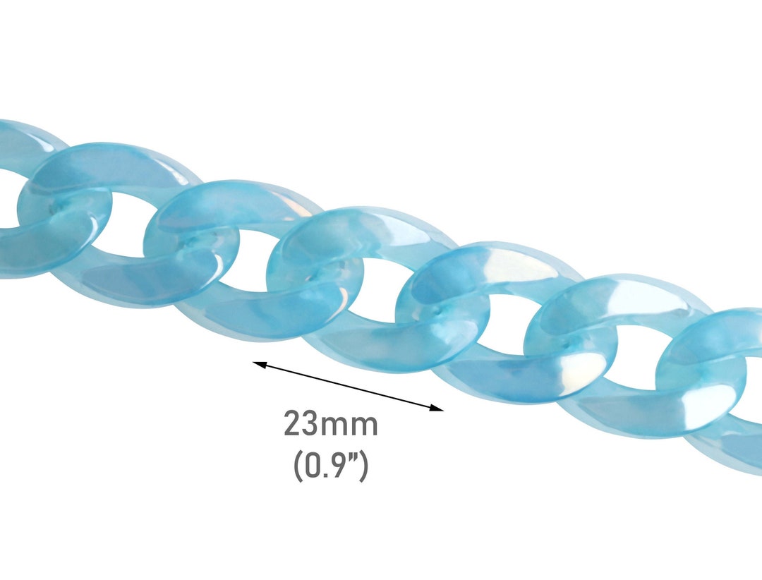 1ft Prismatic Frost Blue Acrylic Chain Links, 23 X 17mm, Iridescent ...