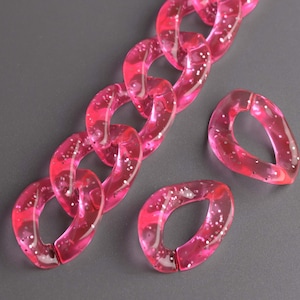 1ft Glitter Acrylic Chain in Hot Pink, 23 X 17mm, Transparent, Pretty ...