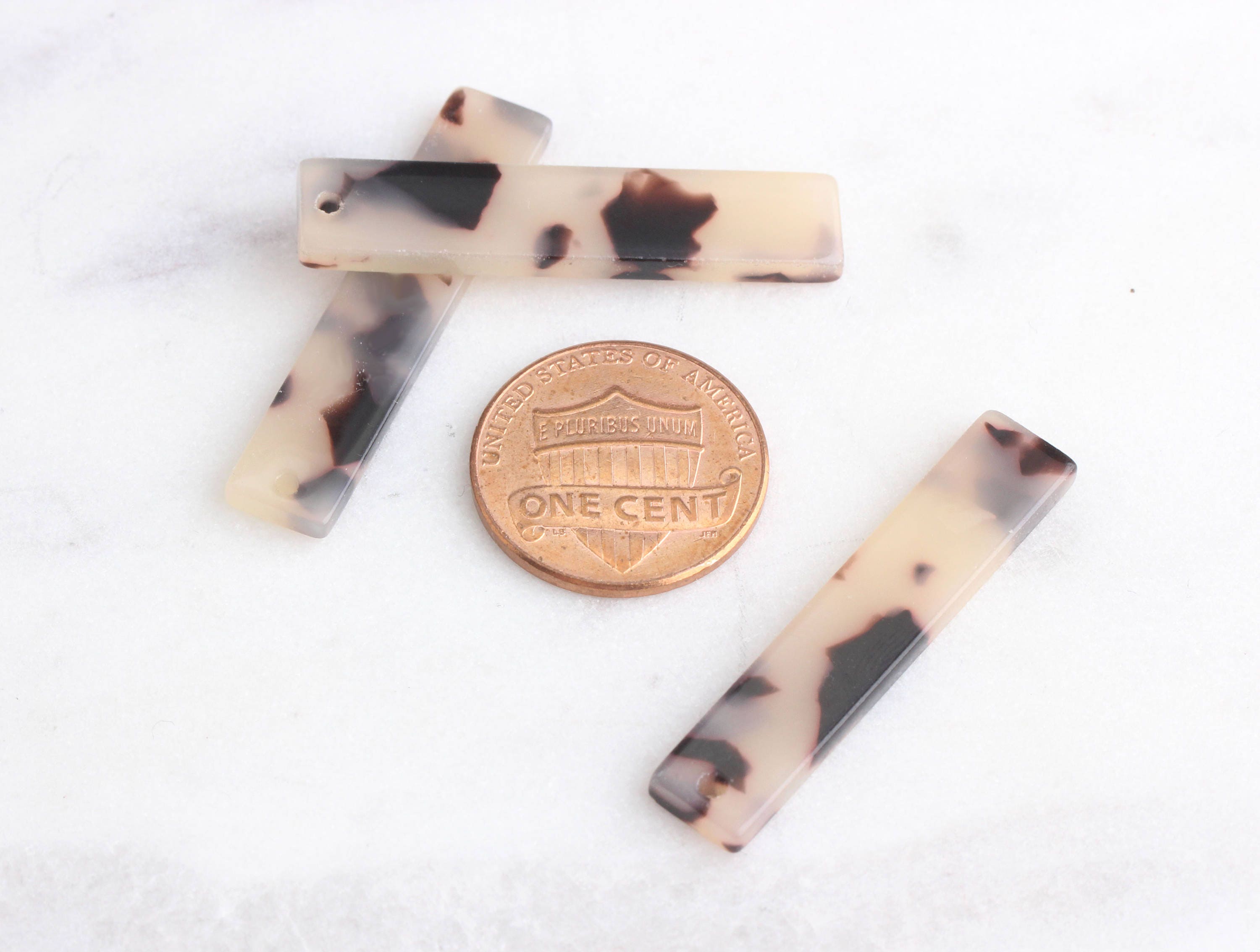 4 White Tortoise Shell Charm 1 Hole, 35mm Rectangle Bars Tortoise ...
