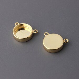 4 Round Bezel Cup Links, 10mm Bezel Setting, Gold Bezel Connector ...