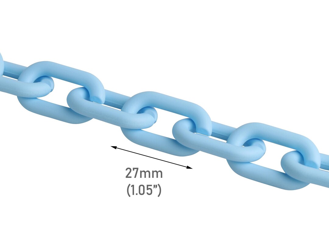 1ft Matte Light Blue Chain Links, 27 X 16mm, Ultra Smooth, Acrylic ...