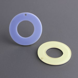 2 Donut Rings in Pale Yellow and Periwinkle Blue, Thick Ring Charms ...