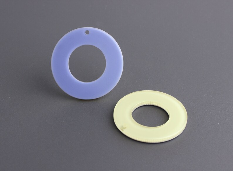 2 Donut Rings in Pale Yellow and Periwinkle Blue, Thick Ring Charms ...