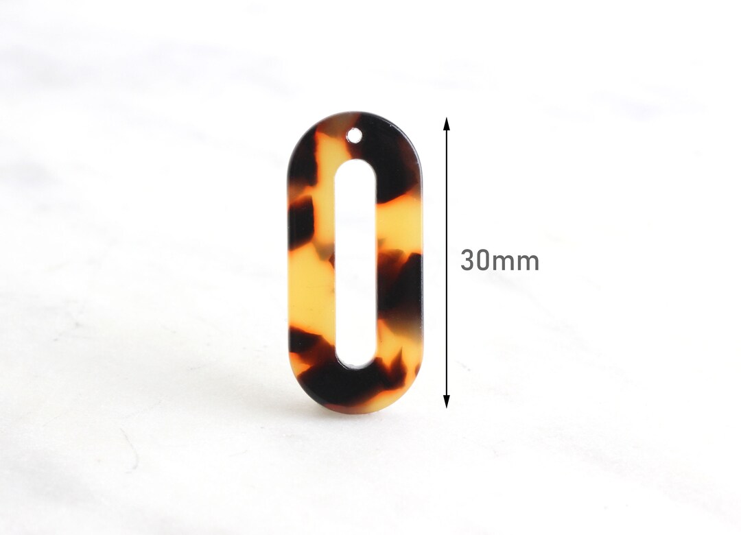 4 Flat Oval Links 30mm, Orange Tortoise Shell Pendant Plastic Tortoise ...
