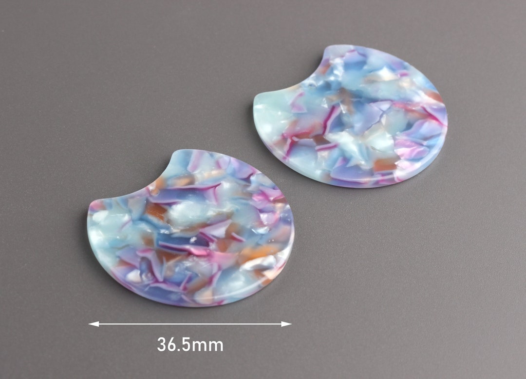 2 Flat Circle Blanks in Watercolor Tortoise Shell Supply, Semi-circle ...