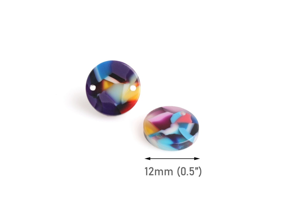 4 Rainbow Tortoise Shell Charm Connectors, 12mm, Multicolored Beads ...
