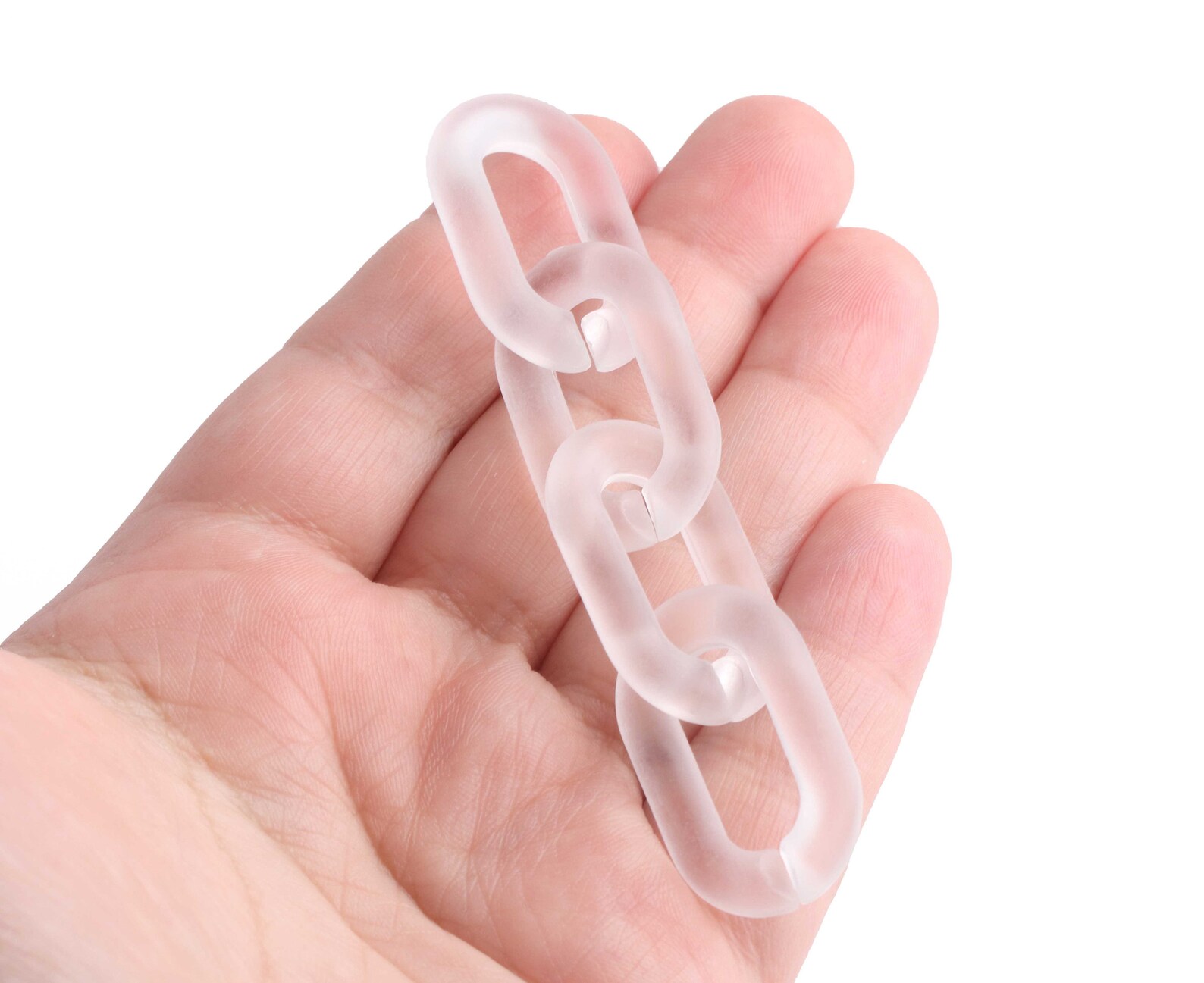 1ft Frosted Acrylic Chain Links, 31 X 18.5mm, Matte Clear Acrylic Bag ...
