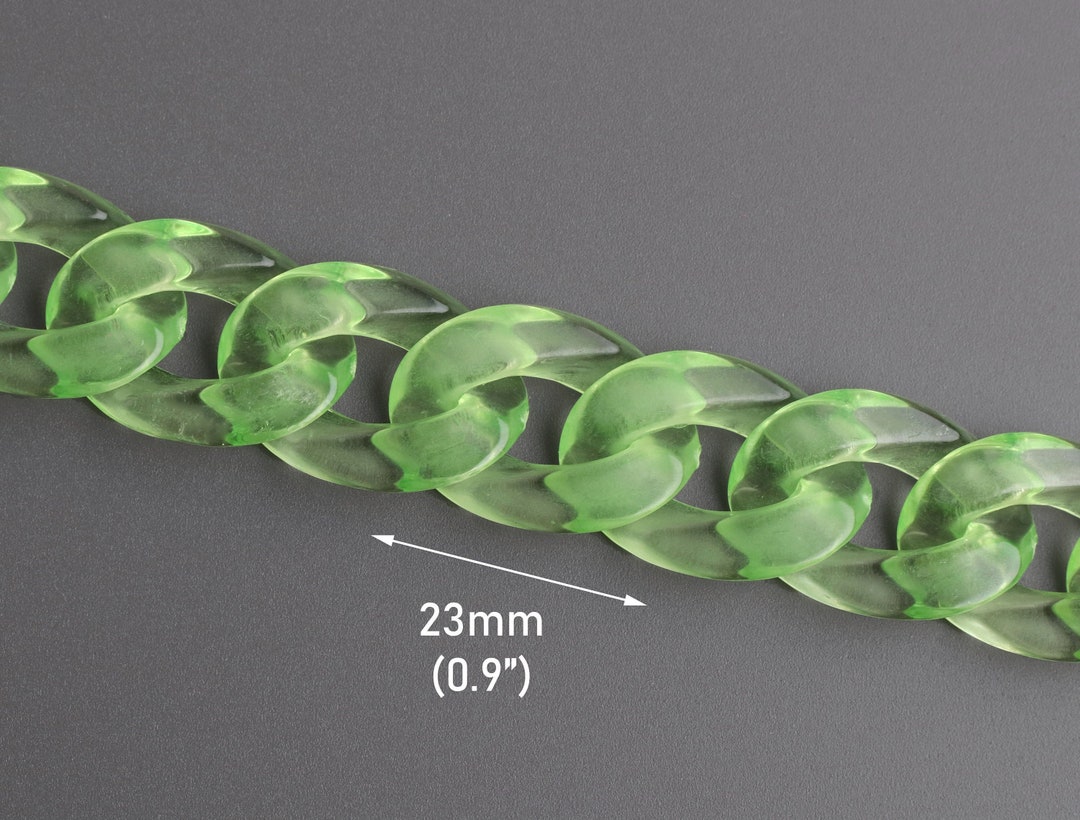 1ft Transparent Green Acrylic Chain Links, 23 X 17 Mm, Clear Green ...