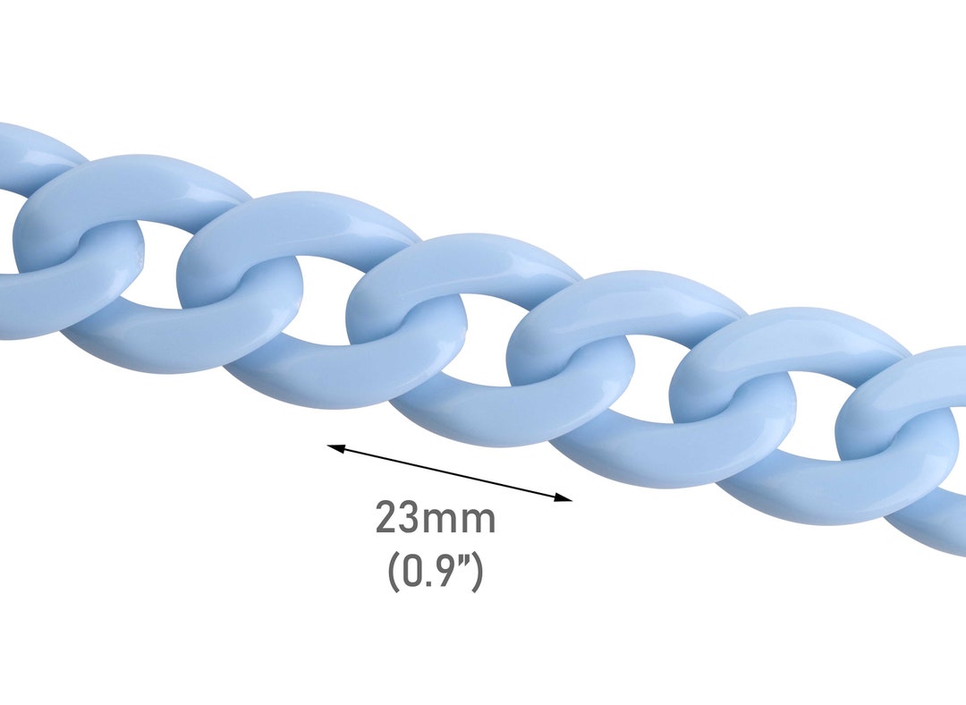 1ft Baby Blue Plastic Chain Links, 23 X 17mm, Pastel Kawaii Chain, Bulk ...