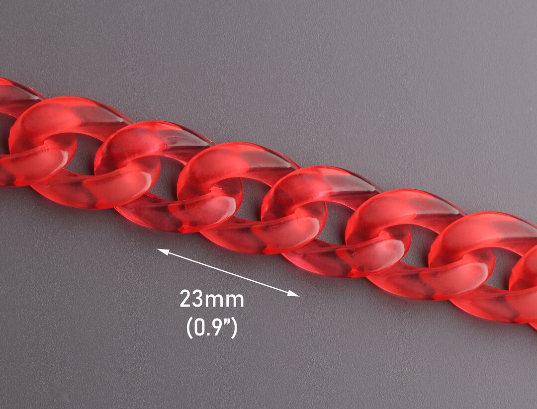 1ft Ruby Red Acrylic Chain Links, 23x17mm, Plastic Chain Link, Large ...