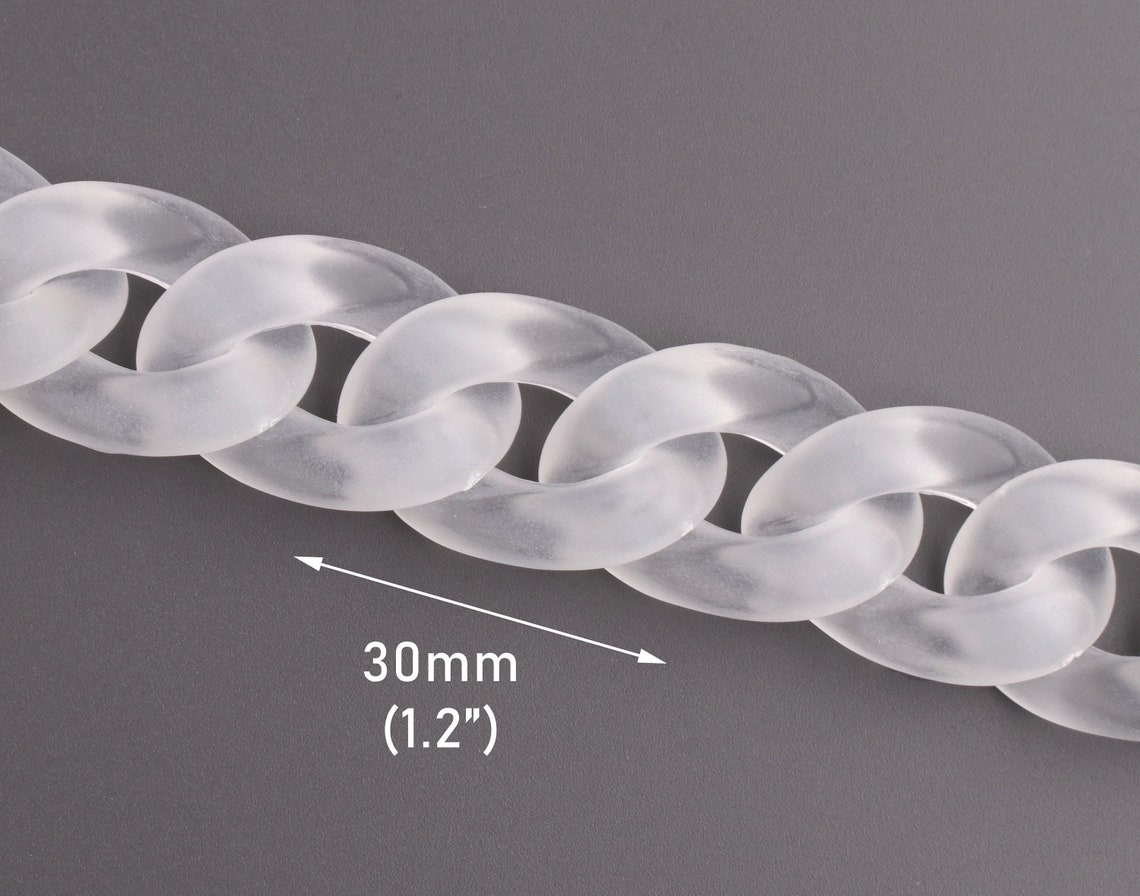 1ft Frosted Clear Acrylic Chain, 30 X 20mm, XL Chunky Purse Chain ...