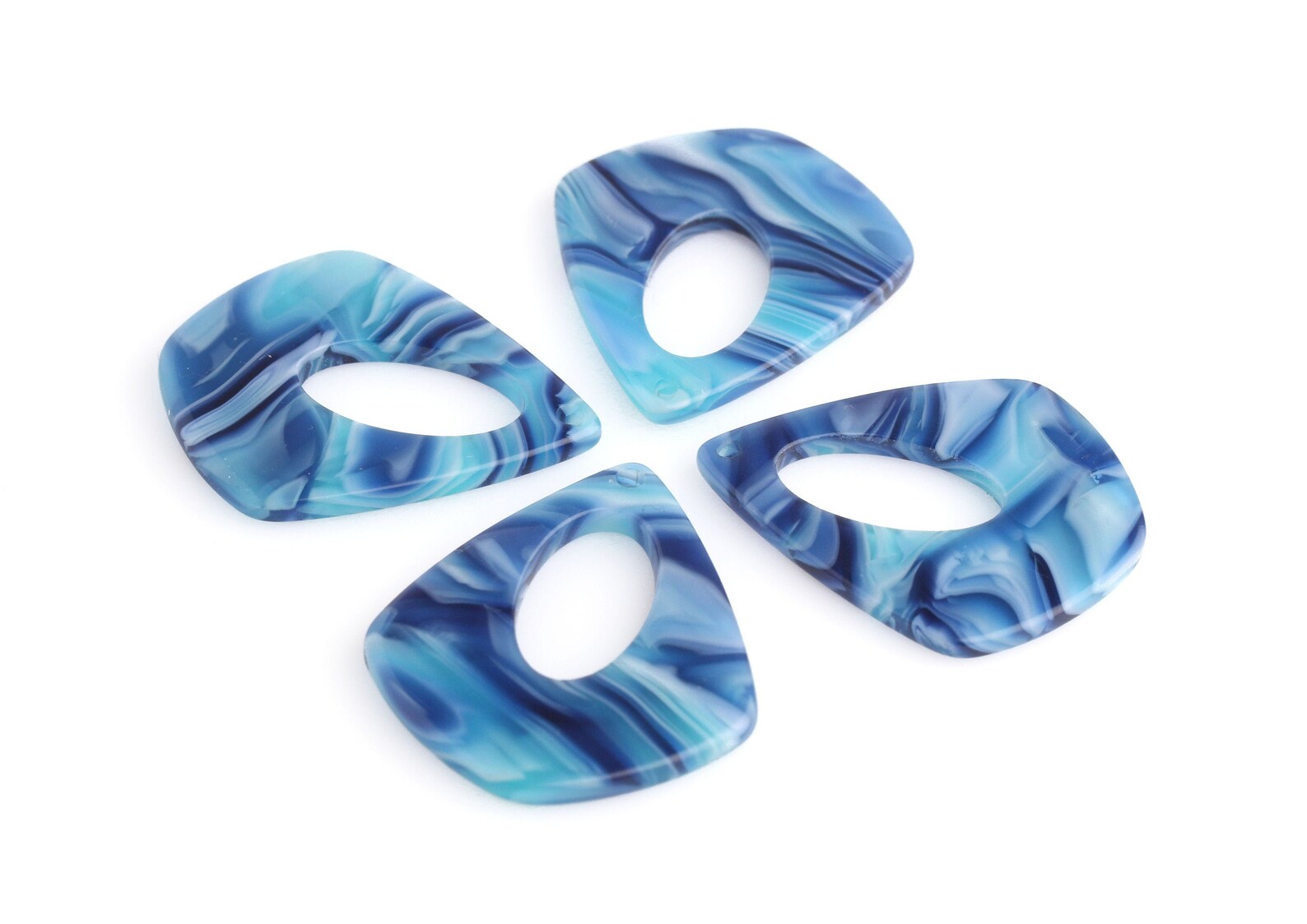 4 Dark Blue Teardrops Wavy Stripes Blue Tortoise Shell - Etsy