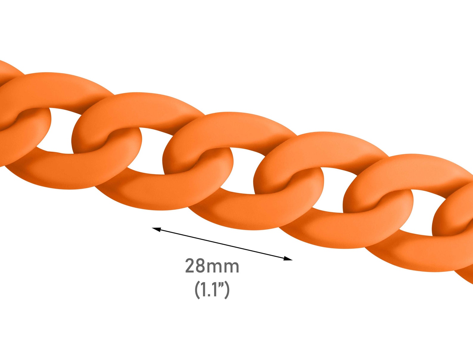 1ft Matte Orange Plastic Chain Links, 28 X 20mm, Neon Orange Bag Strap ...