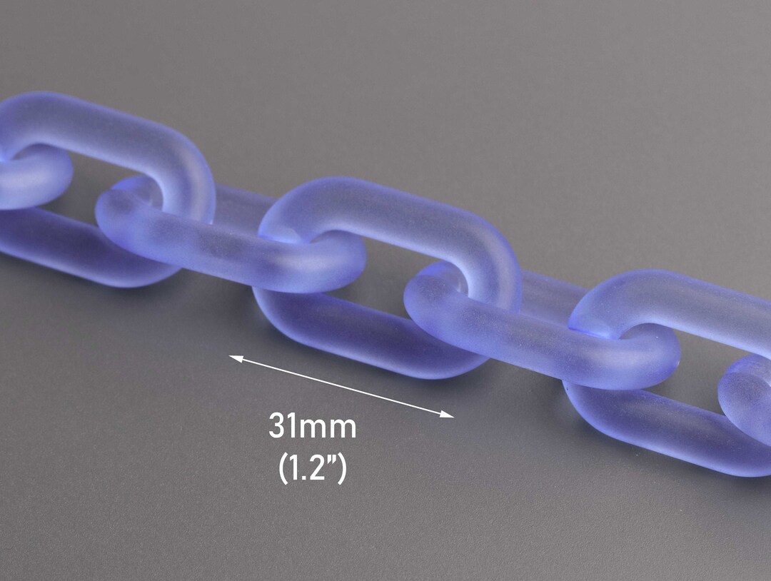 1ft Frosted Sapphire Blue Acrylic Chain Links, 31 X 19mm, Plastic ...