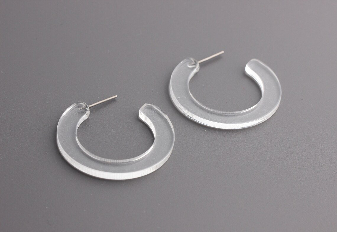 Clear Acrylic Hoop Findings 1 Pair Small Clear Lucite Hoop - Etsy