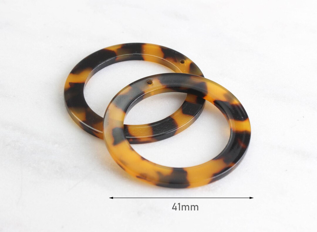 2 Tortoise Links Hoops, 41mm Acrylic Plastic Tortoise Shell Rings ...