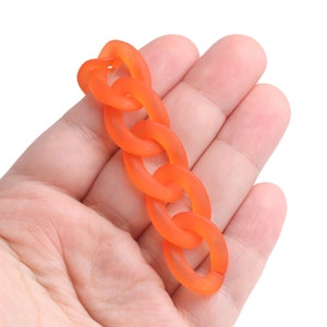 1ft Frosted Orange Acrylic Chain Links, 23 X 17mm, Transparent Matte ...
