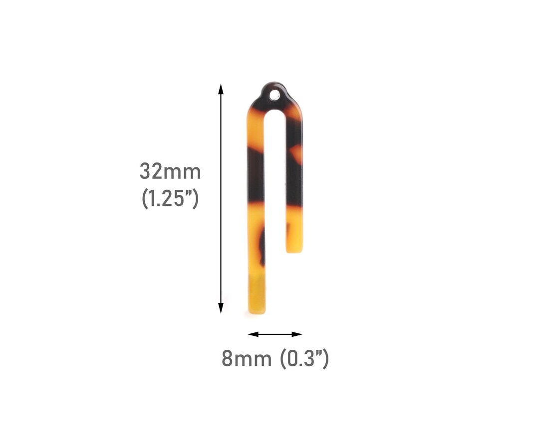 4 Arch Charms in Classic Tortoise Shell, 32 x 8mm, Imitation Turtle ...