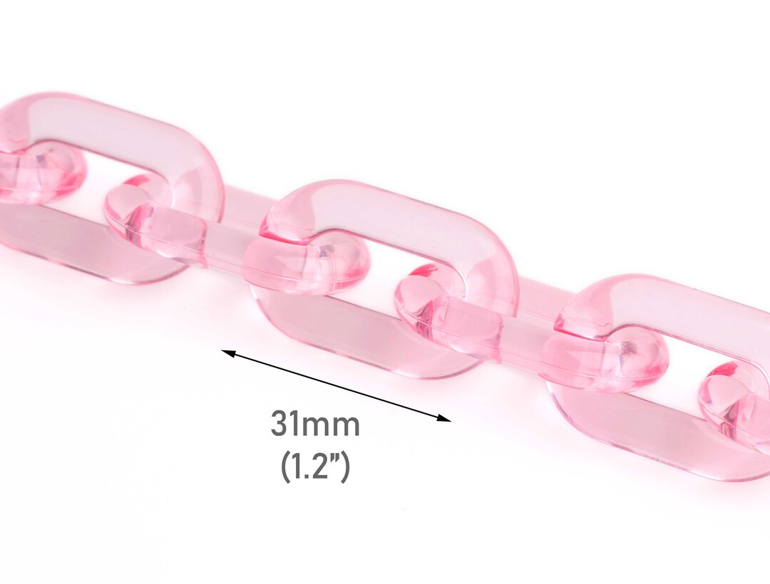 1ft Ballet Pink Plastic Chain Links, 31 X 19mm, Transparent Acrylic Bag ...