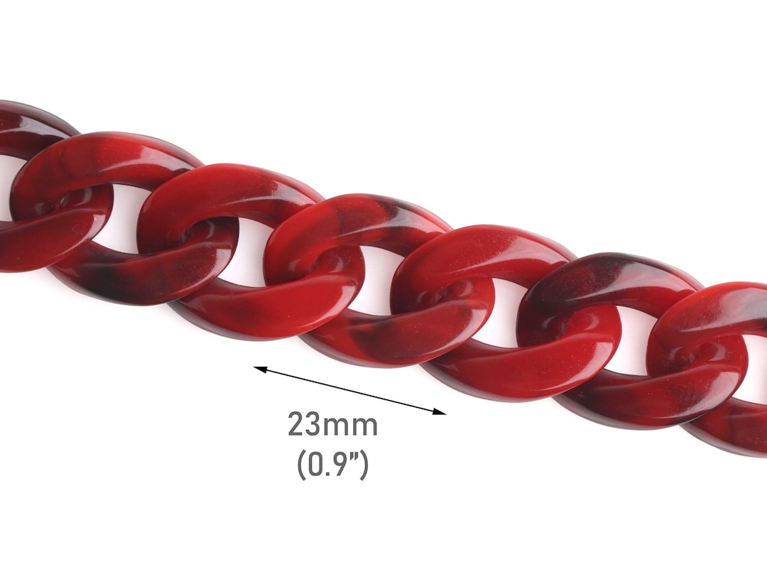 1ft Maroon Red Acrylic Chain Links, 23 X 17mm, Dark Red Chain, Lucite ...