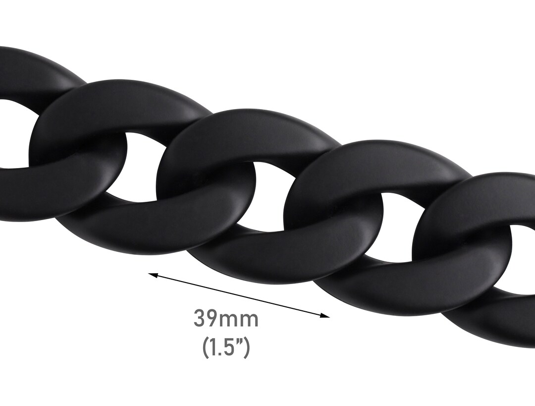 1ft Matte Black Plastic Chain With Extra Large Links, 39 X 29mm, Smooth ...