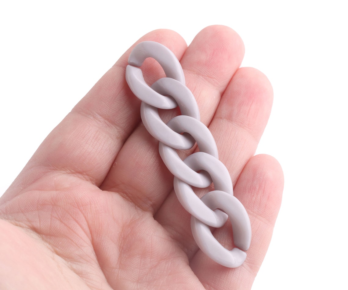 1ft Dove Gray Plastic Chain, 23x17mm, Acrylic Chain Link, Oval Curb ...