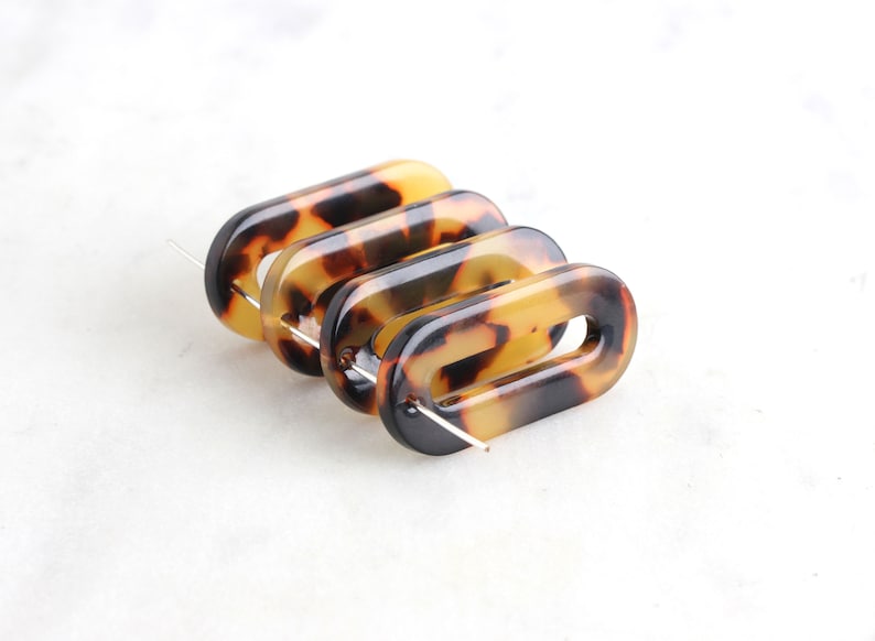 4 Flat Oval Links 30mm, Orange Tortoise Shell Pendant Plastic Tortoise ...