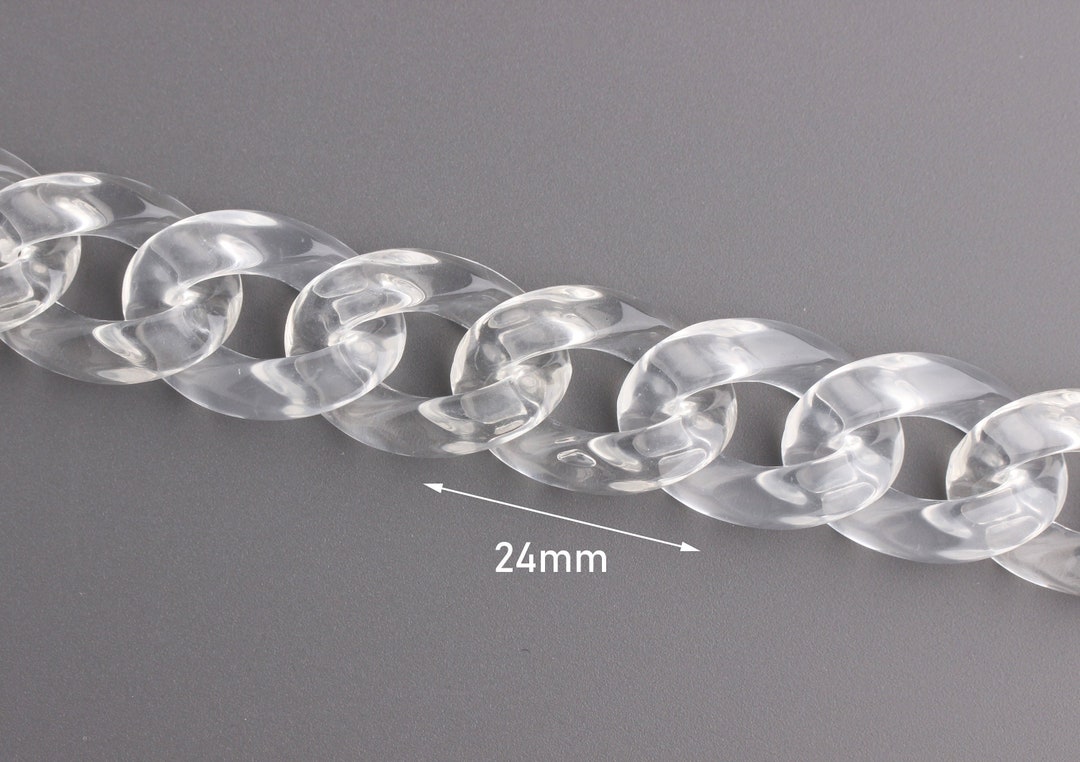 Clear Chain 1ft, 24mm X 17mm, Big Acrylic Chain, Cuban Link Chain Open ...