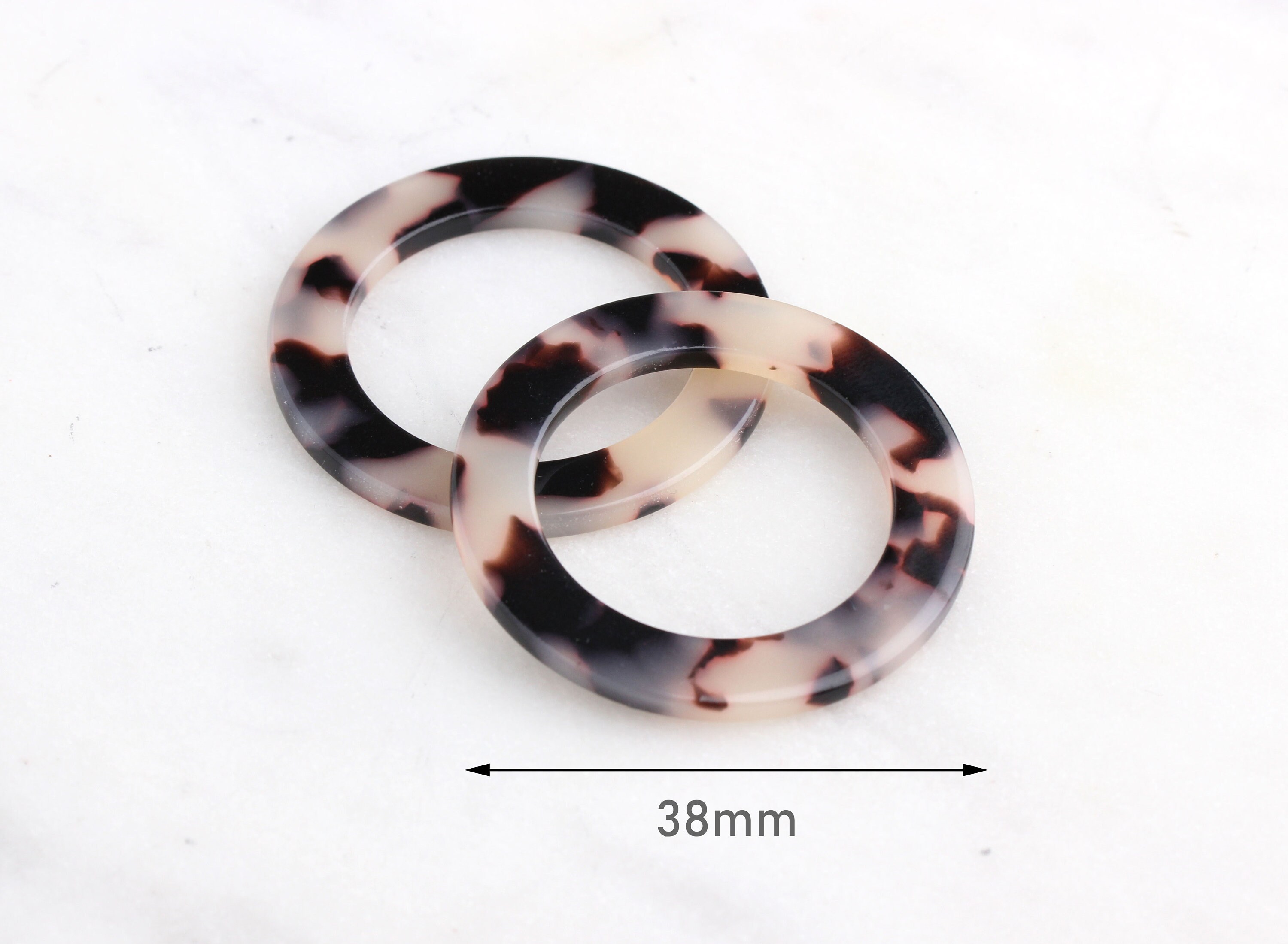 2 Large Circle Ring 1.5", Acetate Connector Acrylic Link Tortoiseshell ...