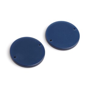 4 Dark Blue Circle Connectors, 22mm, Acetate Plastic, 2 Hole Beads ...