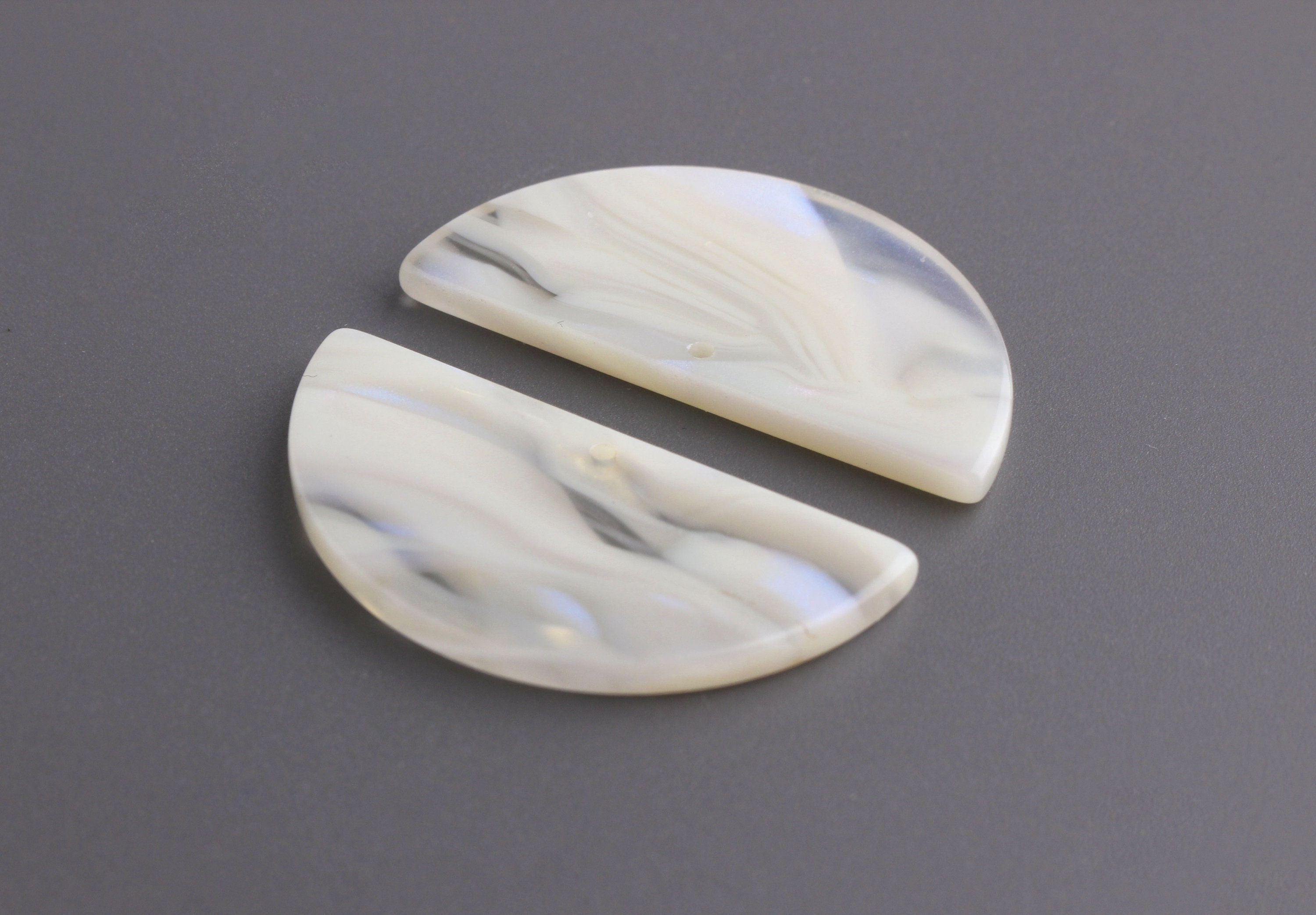 2 Northern Lights Half Moon Blanks, 37mm Half Circle, Cream Tortoise ...