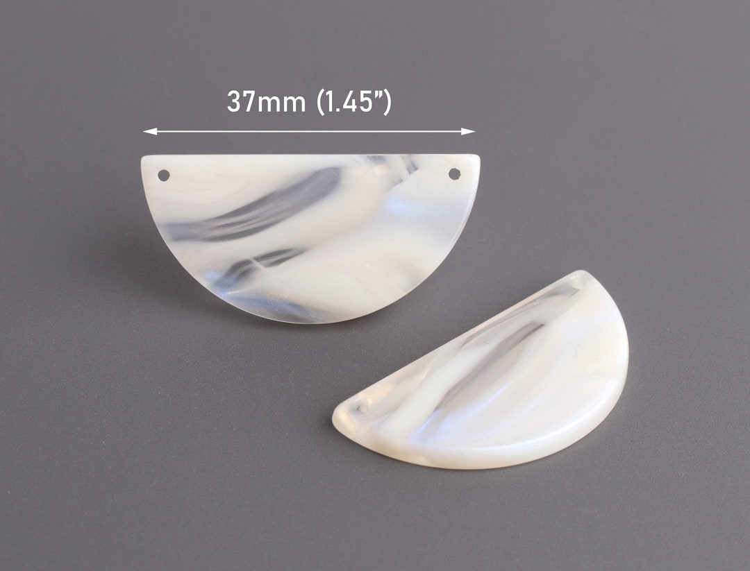 2 Cream Half Moon Connectors With 2 Holes, 37 X 18mm, Gold and Blue ...