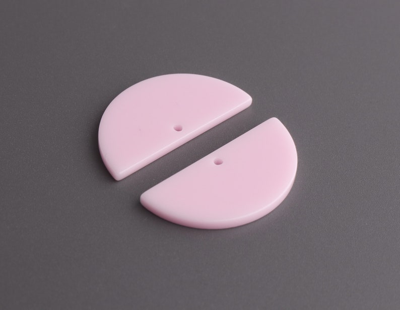 2 Soft Pink Half Circle Charms, 30 X 15mm, Blush Pink Acrylic Earring ...