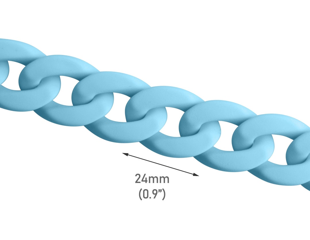 1ft Matte Light Blue Acrylic Chain Links, 24 X 17mm, Plastic Chain ...