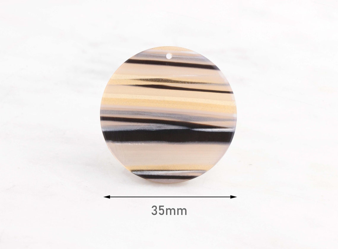 4 Round Disc Pendant, Yellow Zebra Print, Tortoise Shell Beads, Yellow ...
