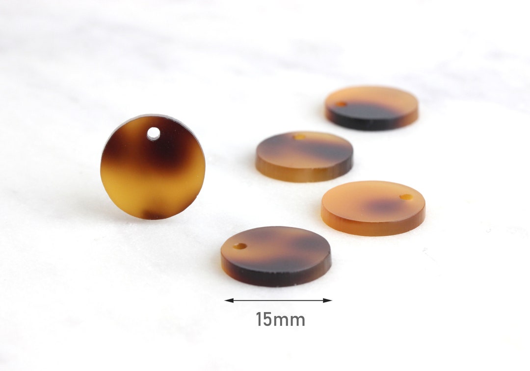 LAST ONES, 4 Small Acrylic Circle Discs 15 Mm, Faux Tortoise Shell ...