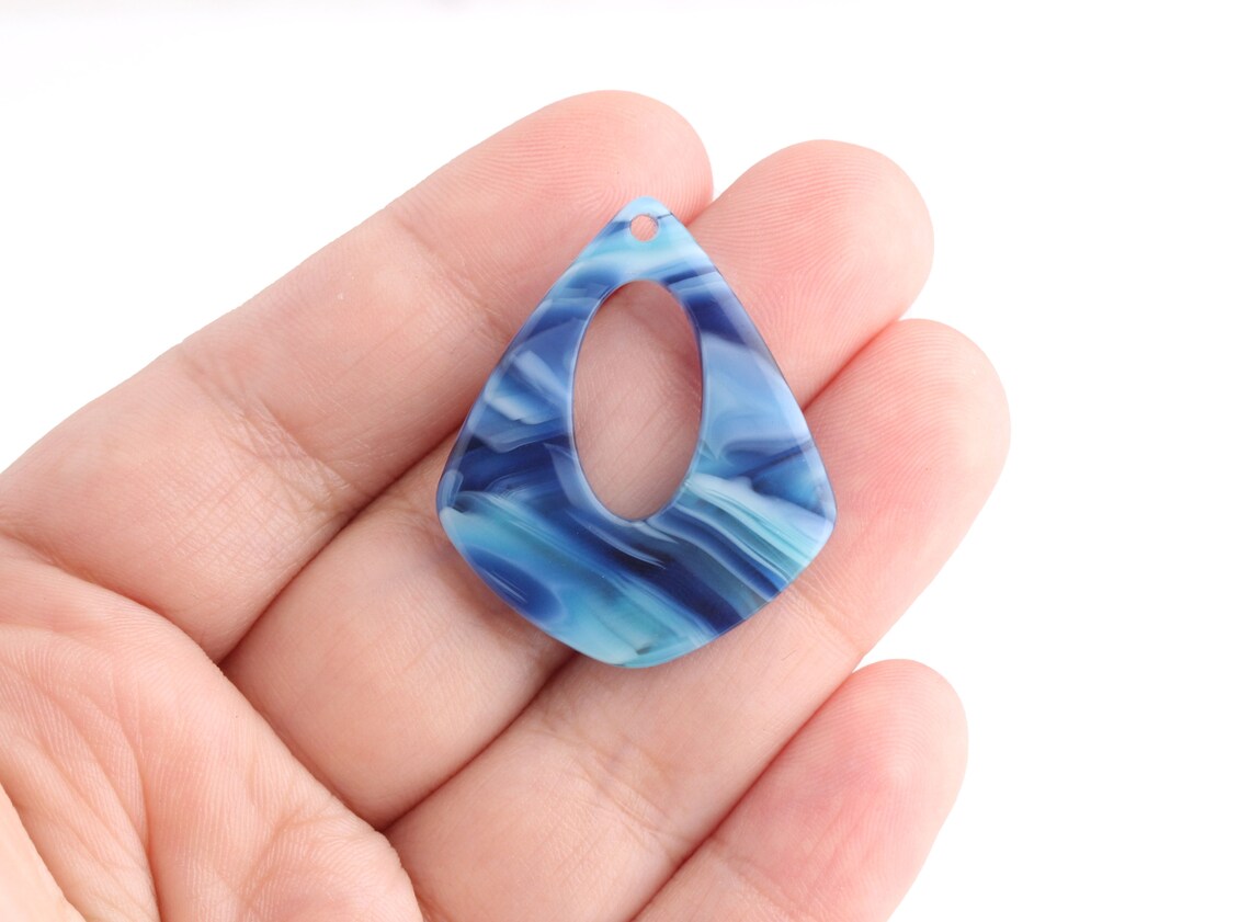 4 Dark Blue Teardrops Wavy Stripes Blue Tortoise Shell - Etsy