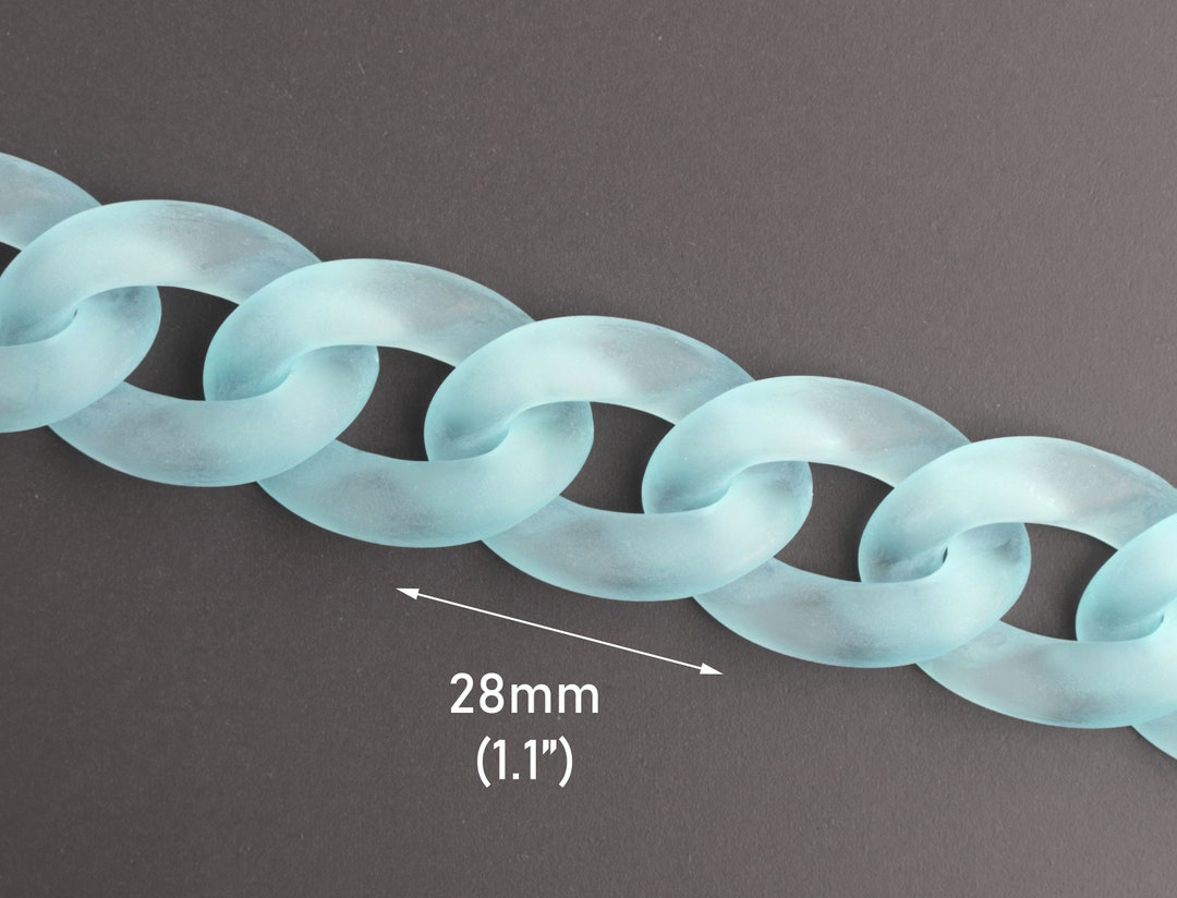 1ft Frosted Ice Blue Acrylic Chain Links, 28 X 20mm, Kawaii, Twisted ...