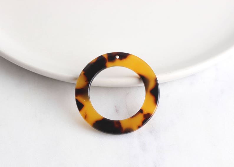 2 Plastic Tortoise Shell Ring Beads Acetate 35mm Link Chain Chunky ...