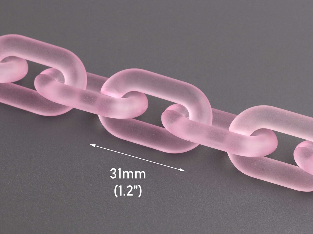 1ft Frosted Ballet Pink Acrylic Chain Links, 31 X 19mm, Matte Pink ...