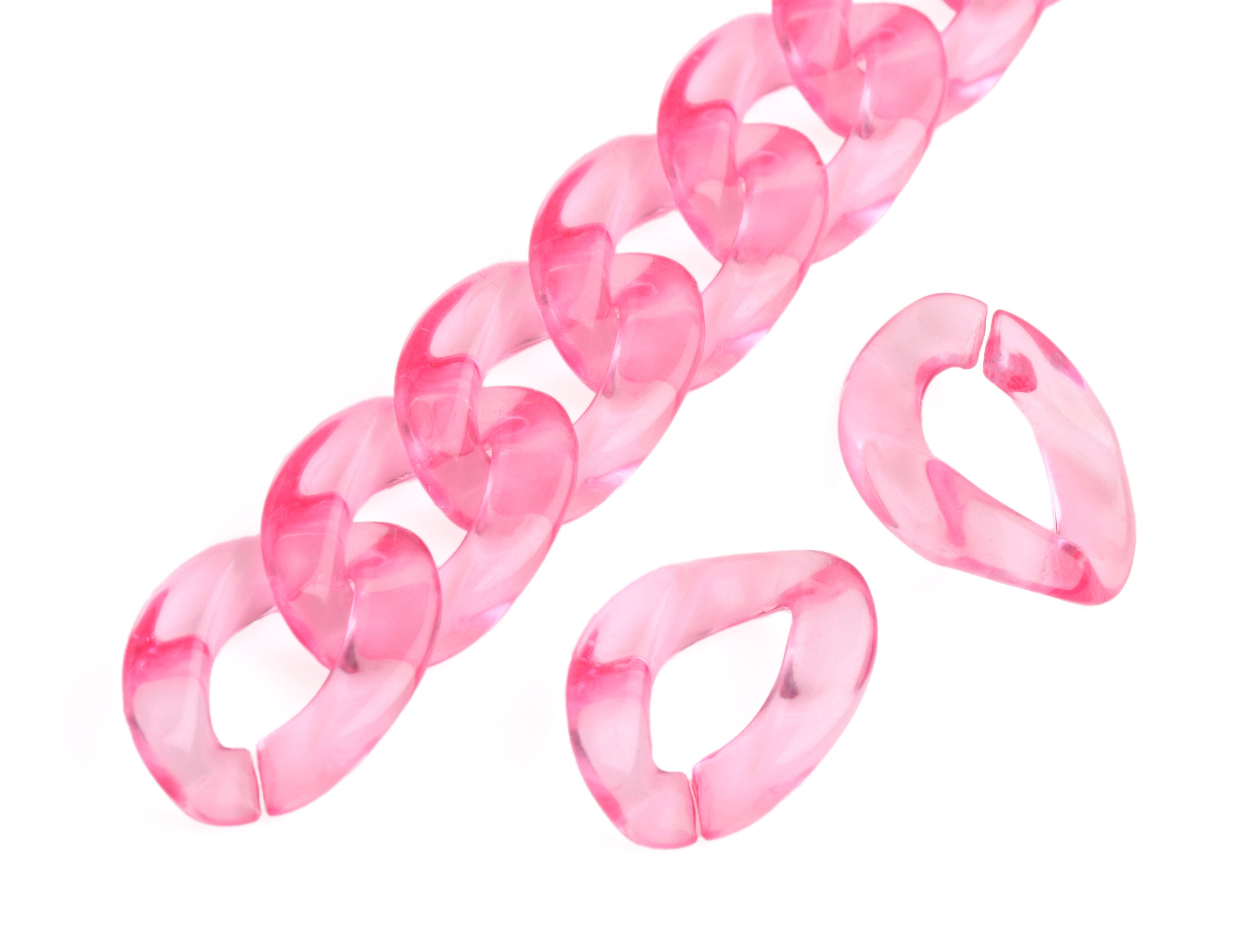 1ft Transparent Pink Acrylic Chain Links, 23x17mm, Crystal Clear Pink ...