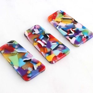 2 Trapezoid Shapes, Rainbow Tortoise Shell Jewelry Findings, Tall ...