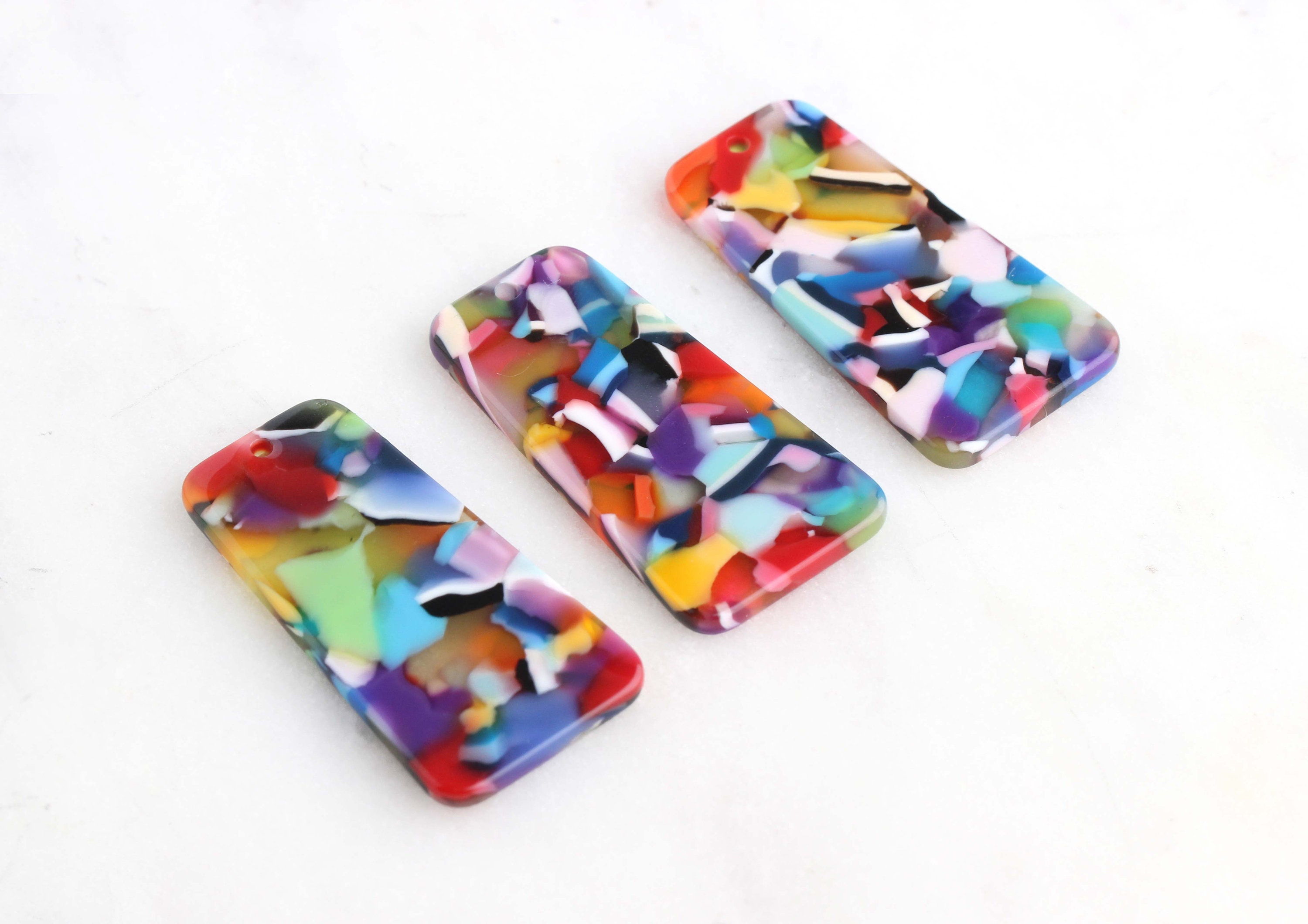 2 Trapezoid Shapes, Rainbow Tortoise Shell Jewelry Findings, Tall ...