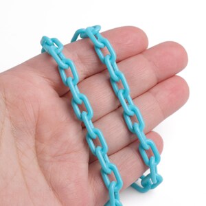 1ft Light Blue Teal Chain, 13.5 X 7.5mm, Plastic, Small Size, Closed ...